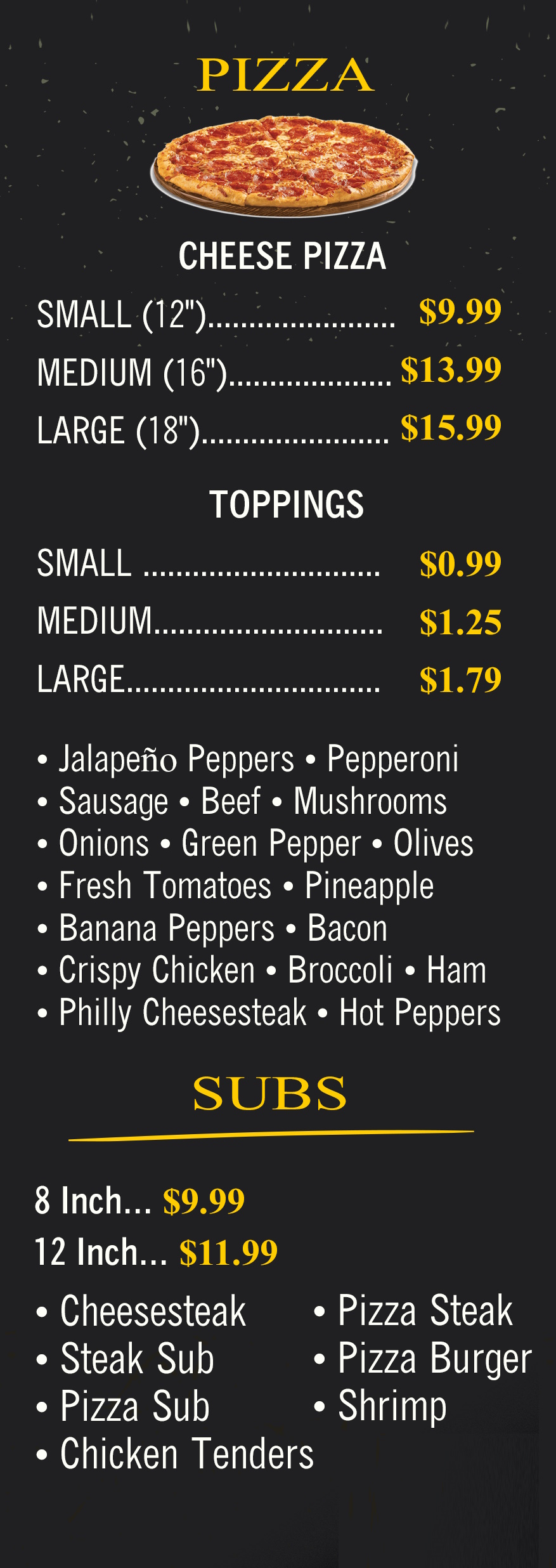 Our Menu – Fusion Pizza and Tacos